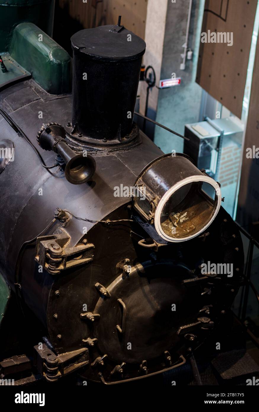 Ancient steam locomotive. Old black train Stock Photo - Alamy