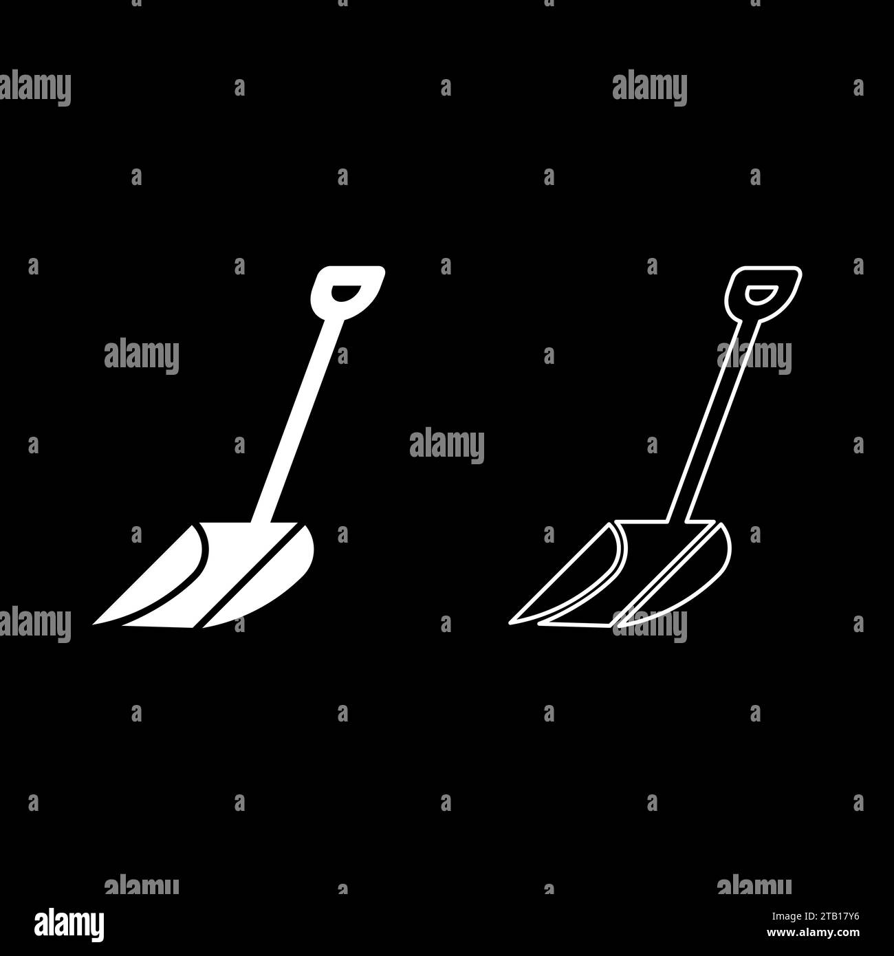 Winter snow shovel clearing set icon white color vector illustration ...