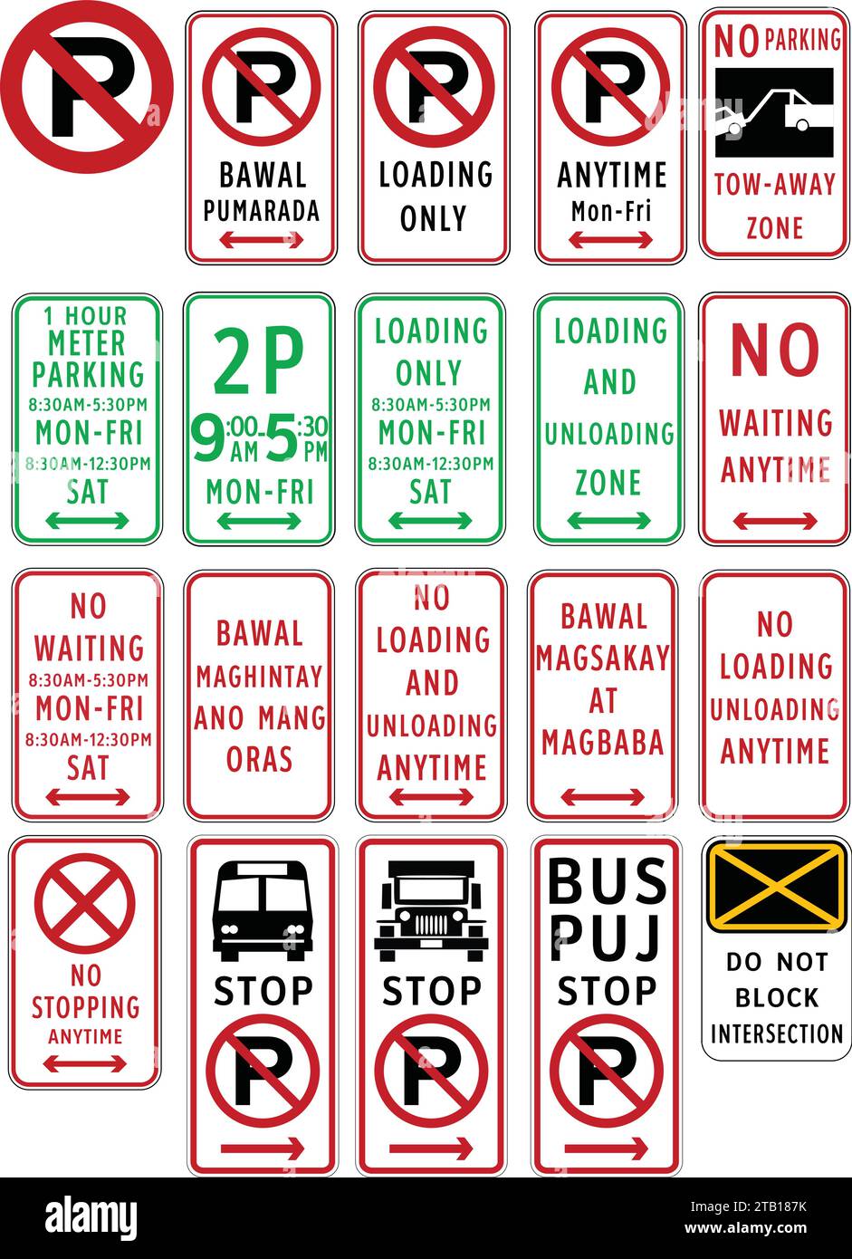 Parking signs, Road signs in the Philippines, Regulatory signs indicate ...