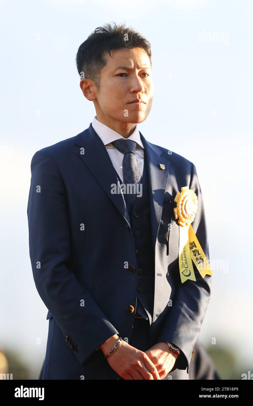 Aichi, Japan. 3rd Dec, 2023. Trainer Hiroyasu Tanaka won the Champions Cup at Chukyo Racecourse ...