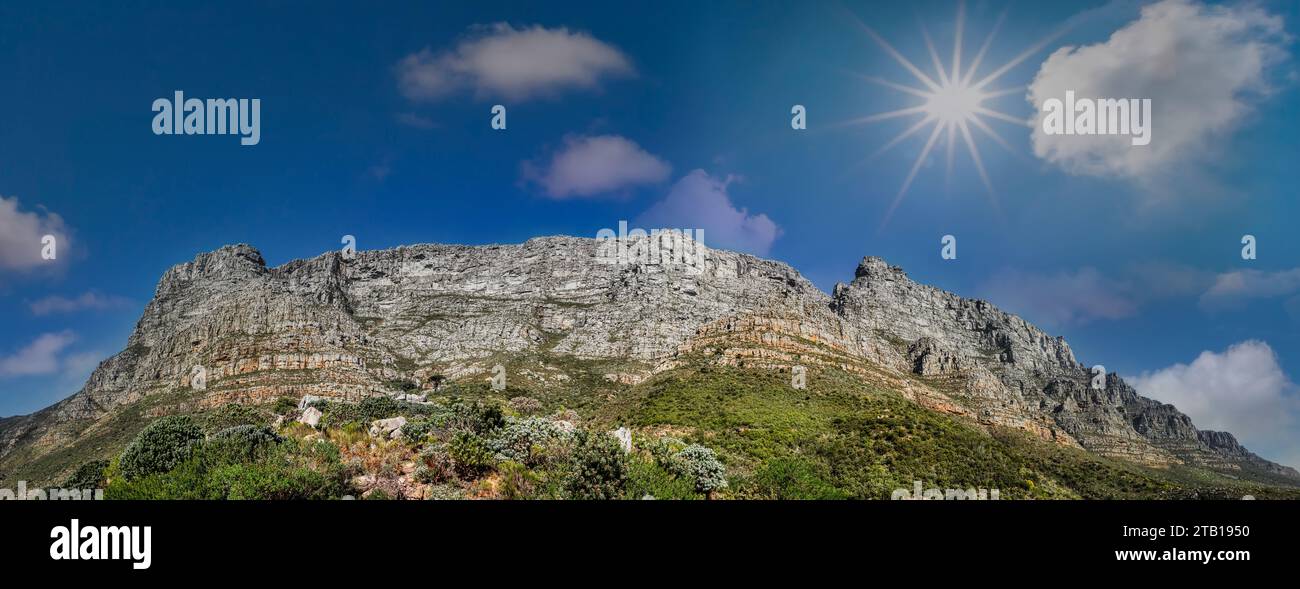 low angle view looking up of table mountain ,cape town, western ...