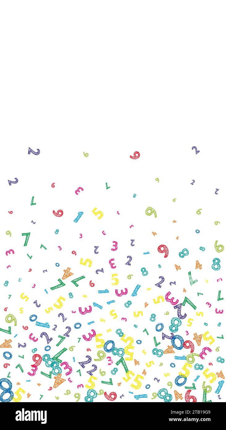 Falling colorful messy numbers. Math study concept with flying digits ...