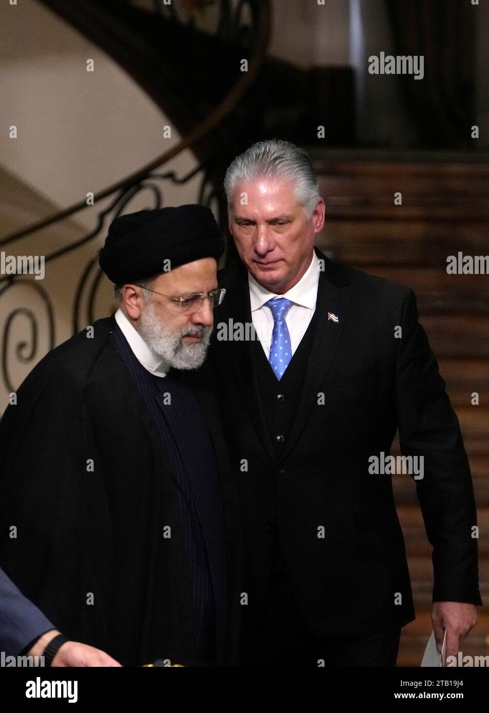 Cuban President Miguel Díaz-Canel, right, and his Iranian counterpart ...