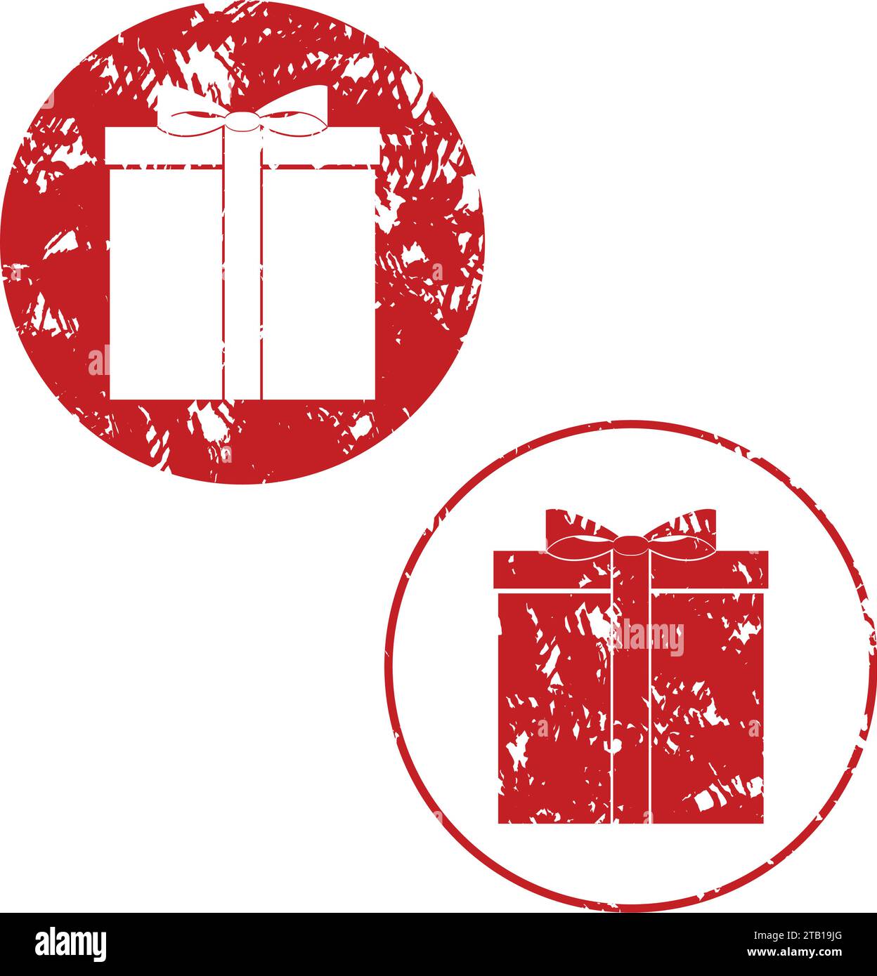 Rubber stamp print, icon gift and present. Vector of box grungy present ...