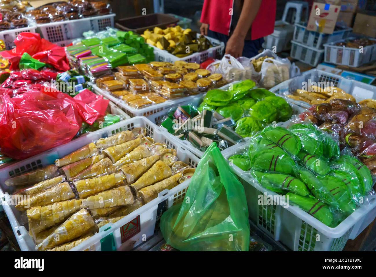 Many varieties of traditional snacks sold in the Marketplace in dawn ...