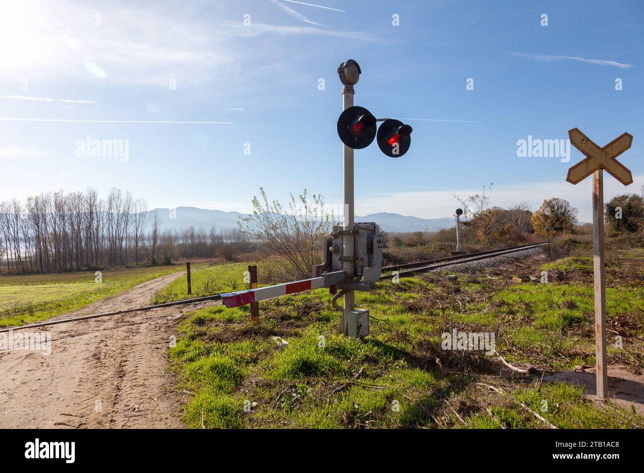 Broken bar at train cross Stock Photo - Alamy