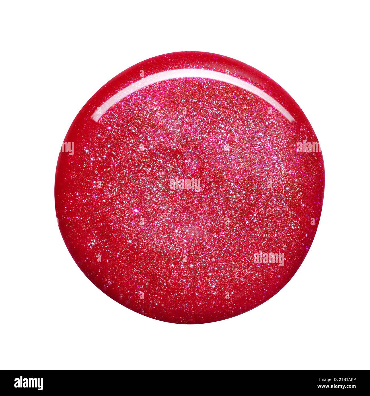 Red shimmering round lip gloss texture isolated on white background ...