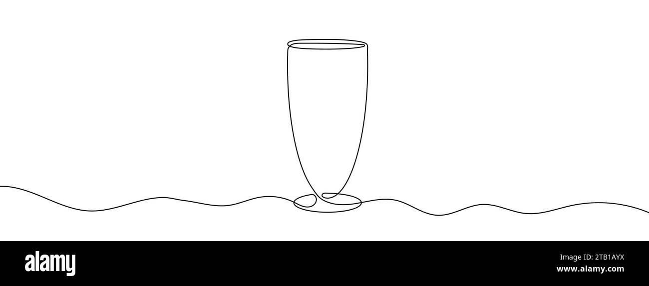 Continuous line drawing of glassful. One line drawing background ...