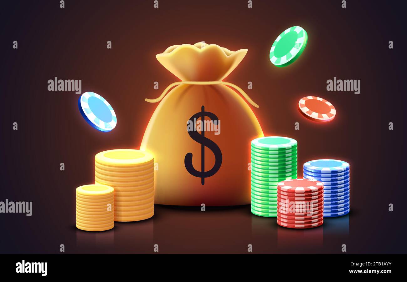 Winning gold coins vector bag hi-res stock photography and images - Alamy