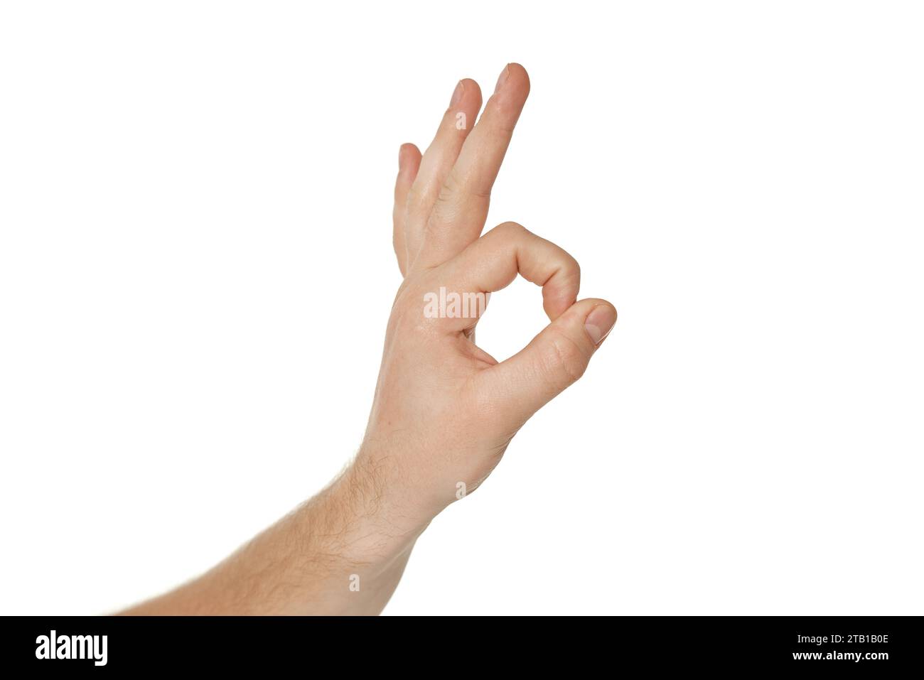 male hand showing Ok gesture isolated on white background Stock Photo ...