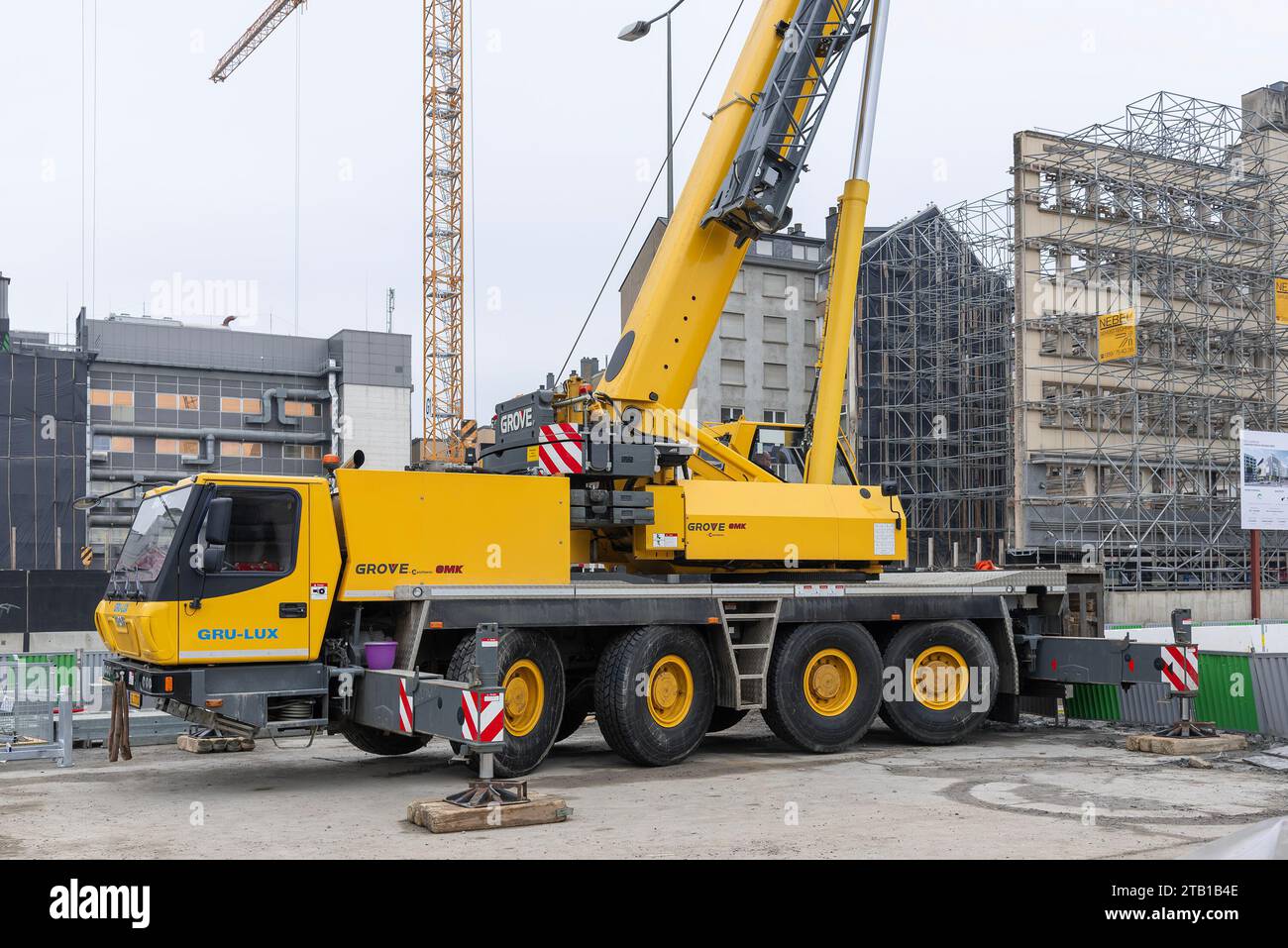Luxembourg City, Luxembourg - Yellow mobile crane Grove GMK4080-1 on ...