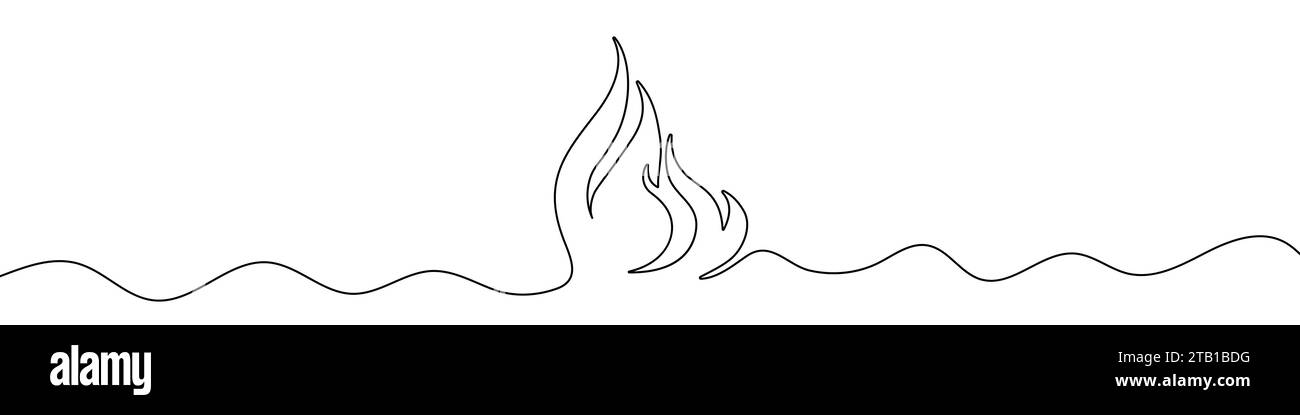 Continuous line drawing of fire. One line drawing background. Vector ...