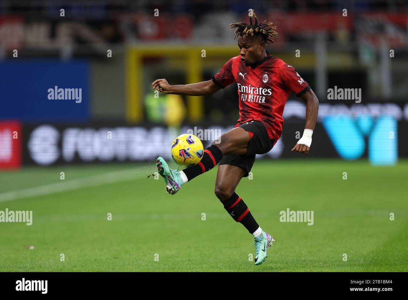 Samuel Chukwueze of Ac Milan in action during the Serie A match beetween Ac Milan and Frosinone ...