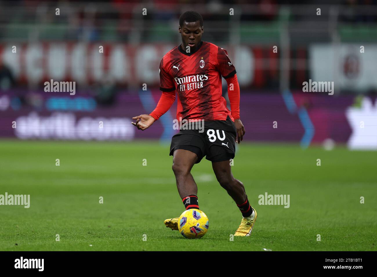 Yunus Musah of Ac Milan in action during the Serie A match beetween Ac Milan and Frosinone ...
