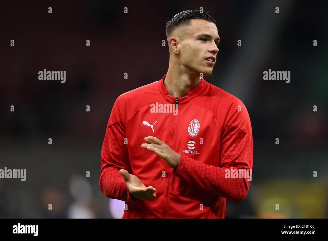 Jan-Carlo Simic of Ac Milan celebrates at the end of the Serie A match ...