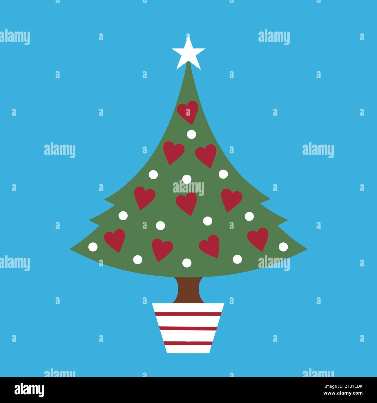 Quirky Christmas tree illustration. Bold Christmas tree design in a ...