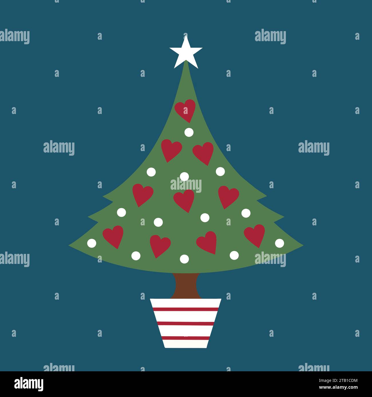 Quirky Christmas tree illustration. Bold Christmas tree design in a ...