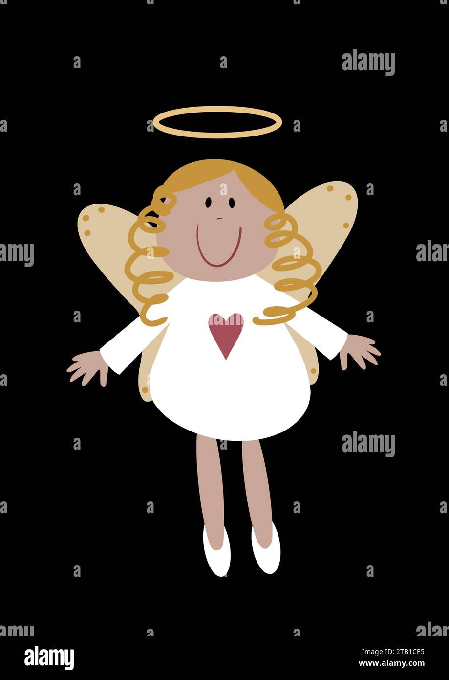 Cute Christmas angel. Angel illustration in a quirky, fun style ...