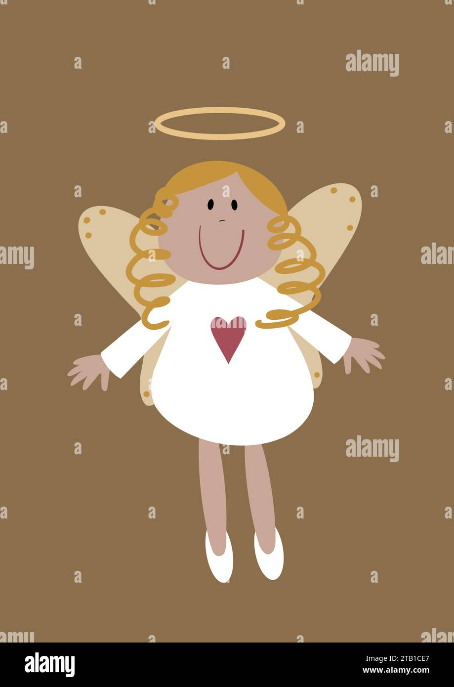 Cute Christmas angel. Angel illustration in a quirky, fun style ...