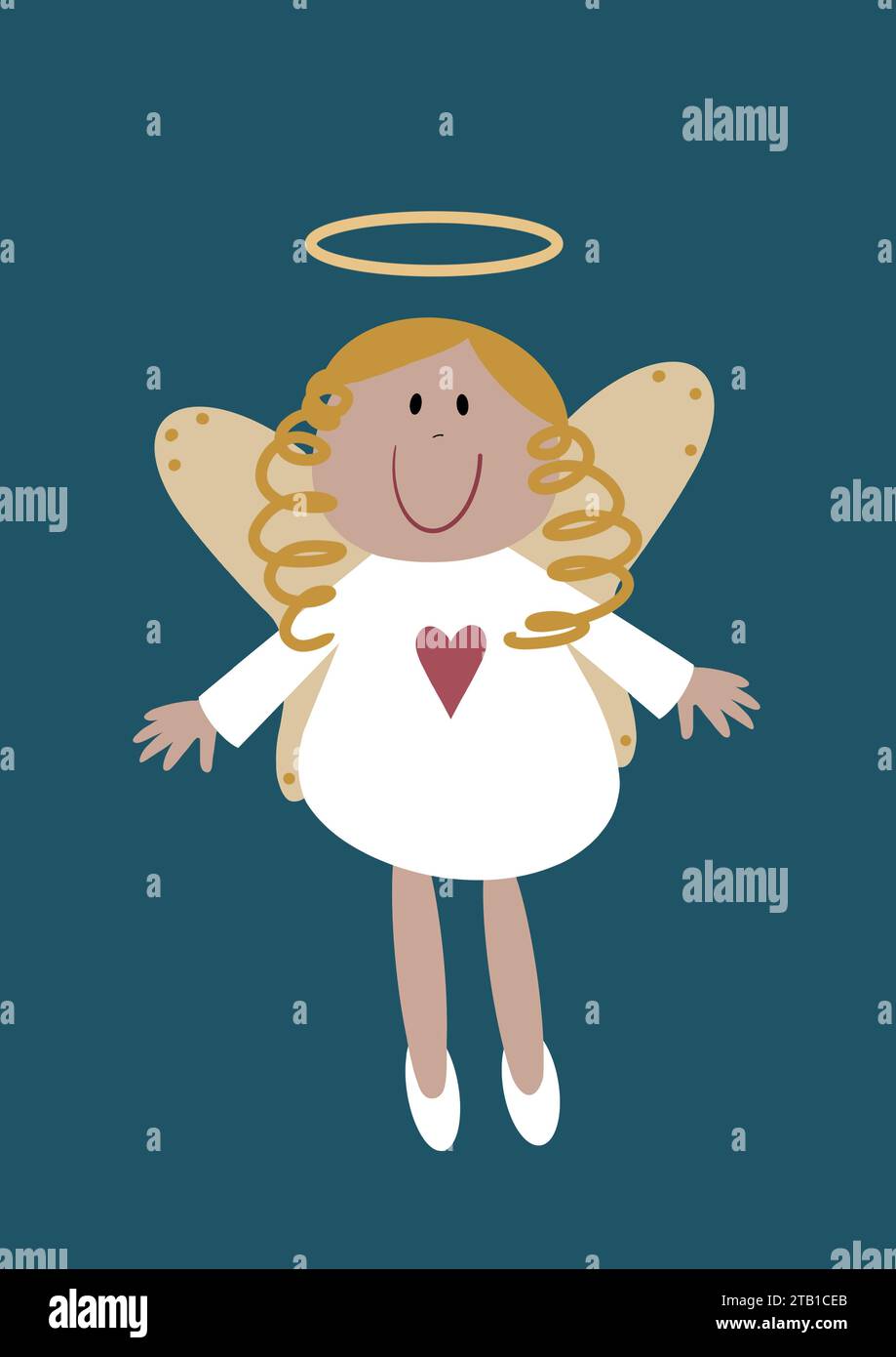 Cute Christmas angel. Angel illustration in a quirky, fun style ...