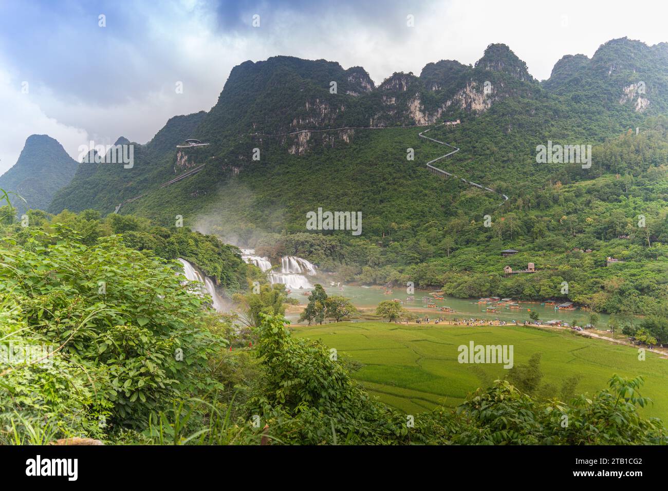 view of Detian or Ban Gioc waterfall, Cao Bang, Vietnam. Ban Gioc ...