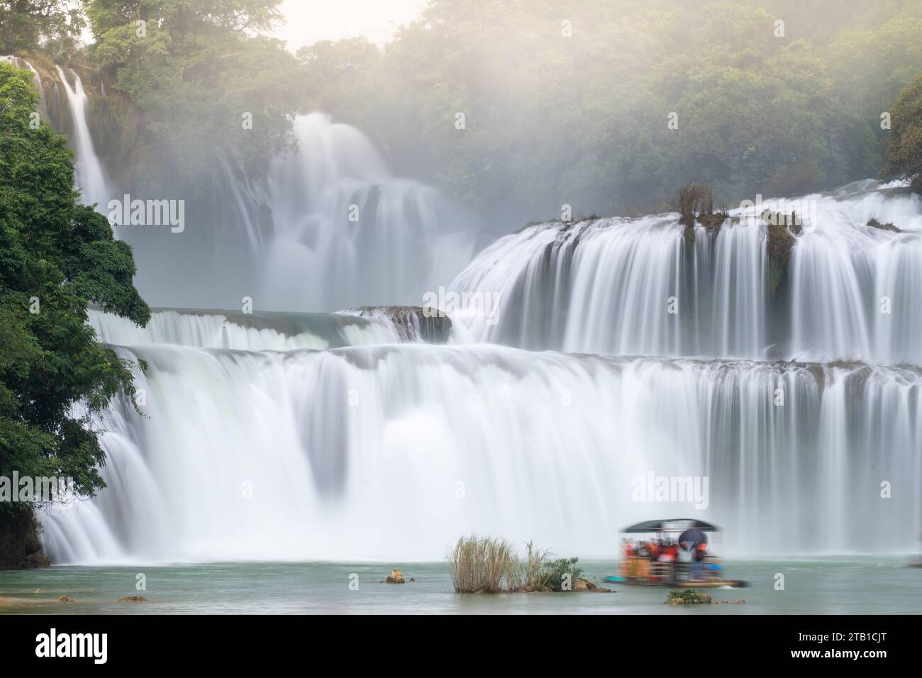 view of Detian or Ban Gioc waterfall, Cao Bang, Vietnam. Ban Gioc ...