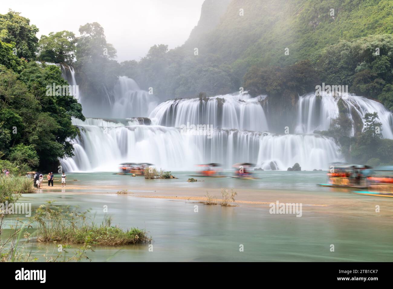 view of Detian or Ban Gioc waterfall, Cao Bang, Vietnam. Ban Gioc ...