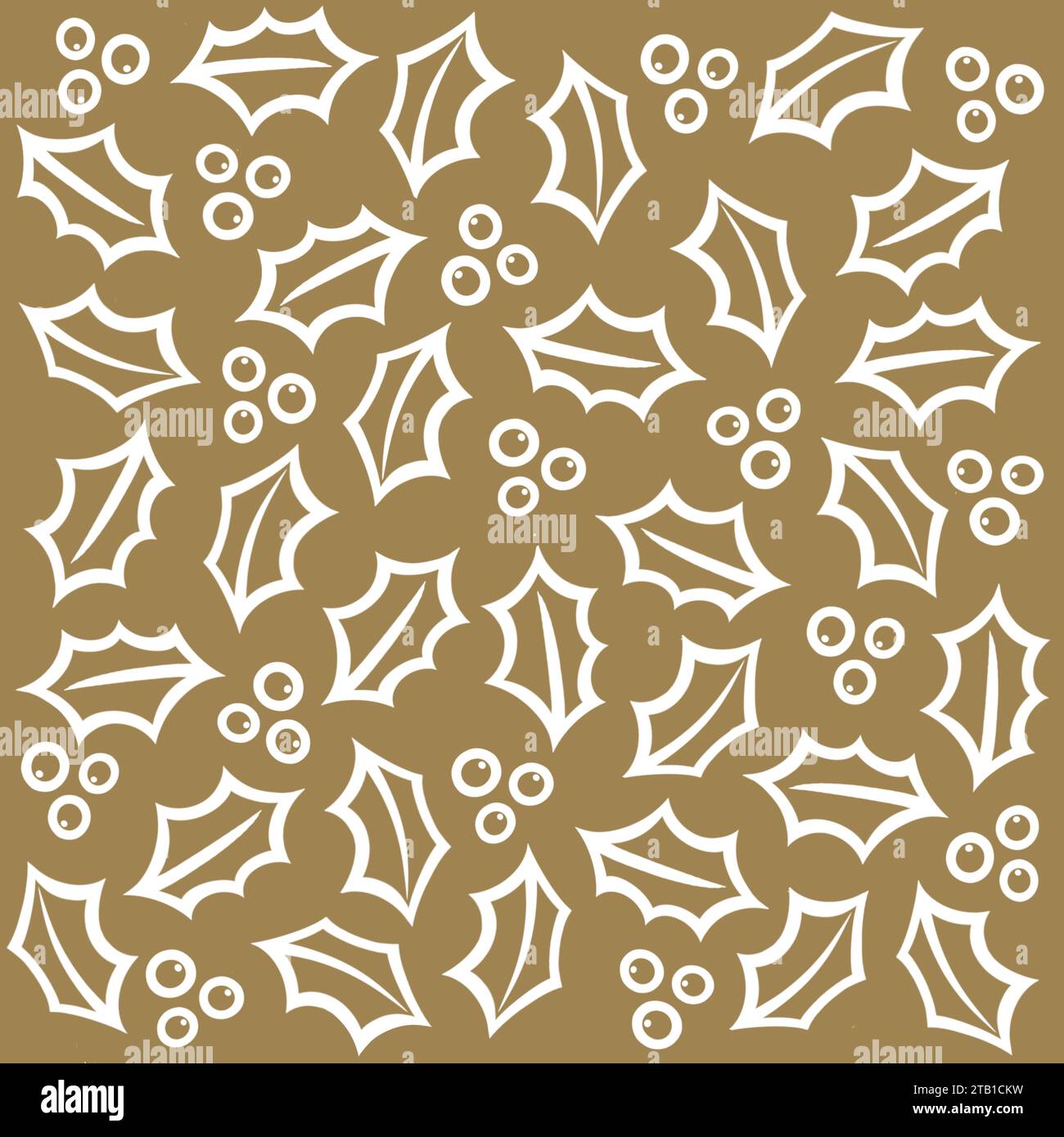 Christmas pattern. Holly leaf illustration on a beige background. All ...