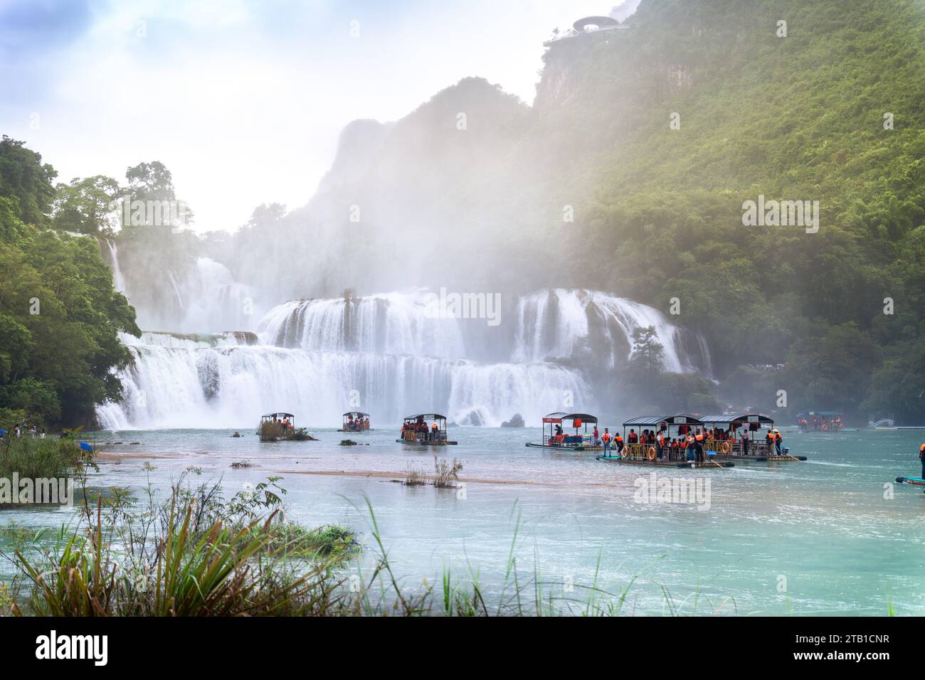 view of Detian or Ban Gioc waterfall, Cao Bang, Vietnam. Ban Gioc ...