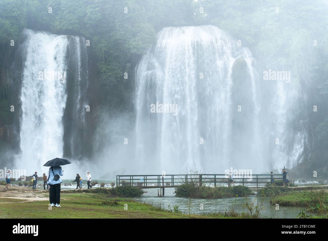 view of Detian or Ban Gioc waterfall, Cao Bang, Vietnam. Ban Gioc ...