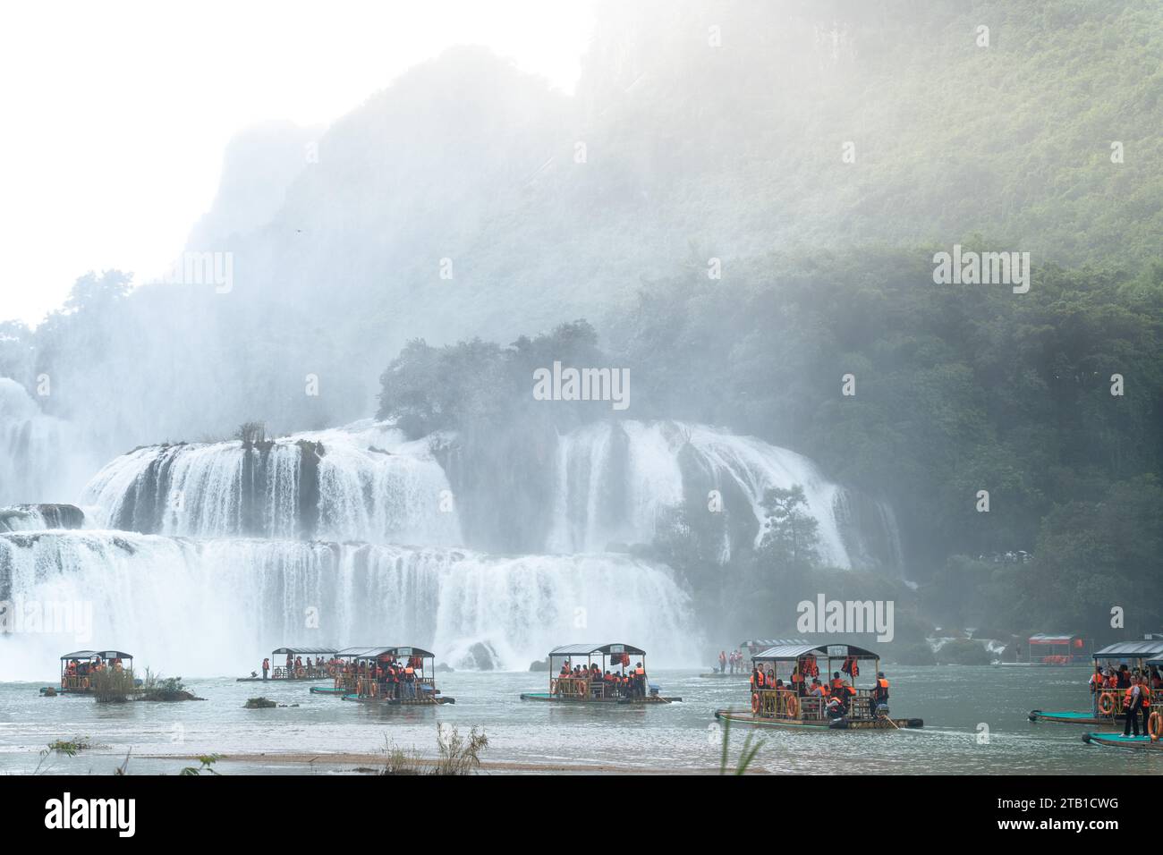 view of Detian or Ban Gioc waterfall, Cao Bang, Vietnam. Ban Gioc ...