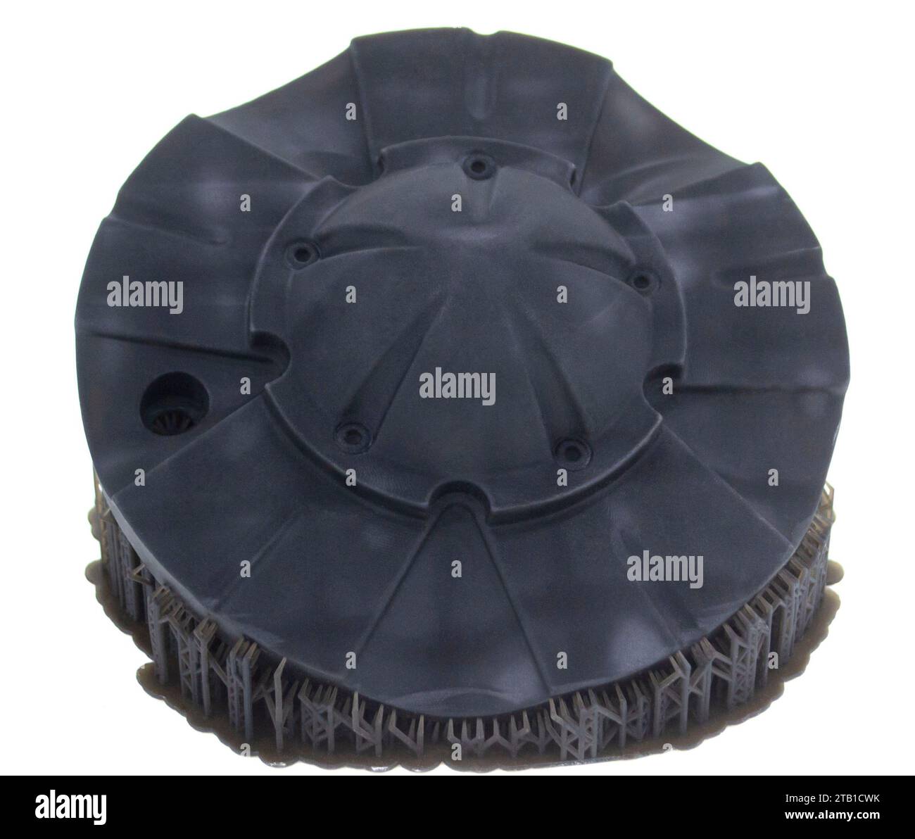 Black abstract object printed on 3D printer from photopolymer isolated ...