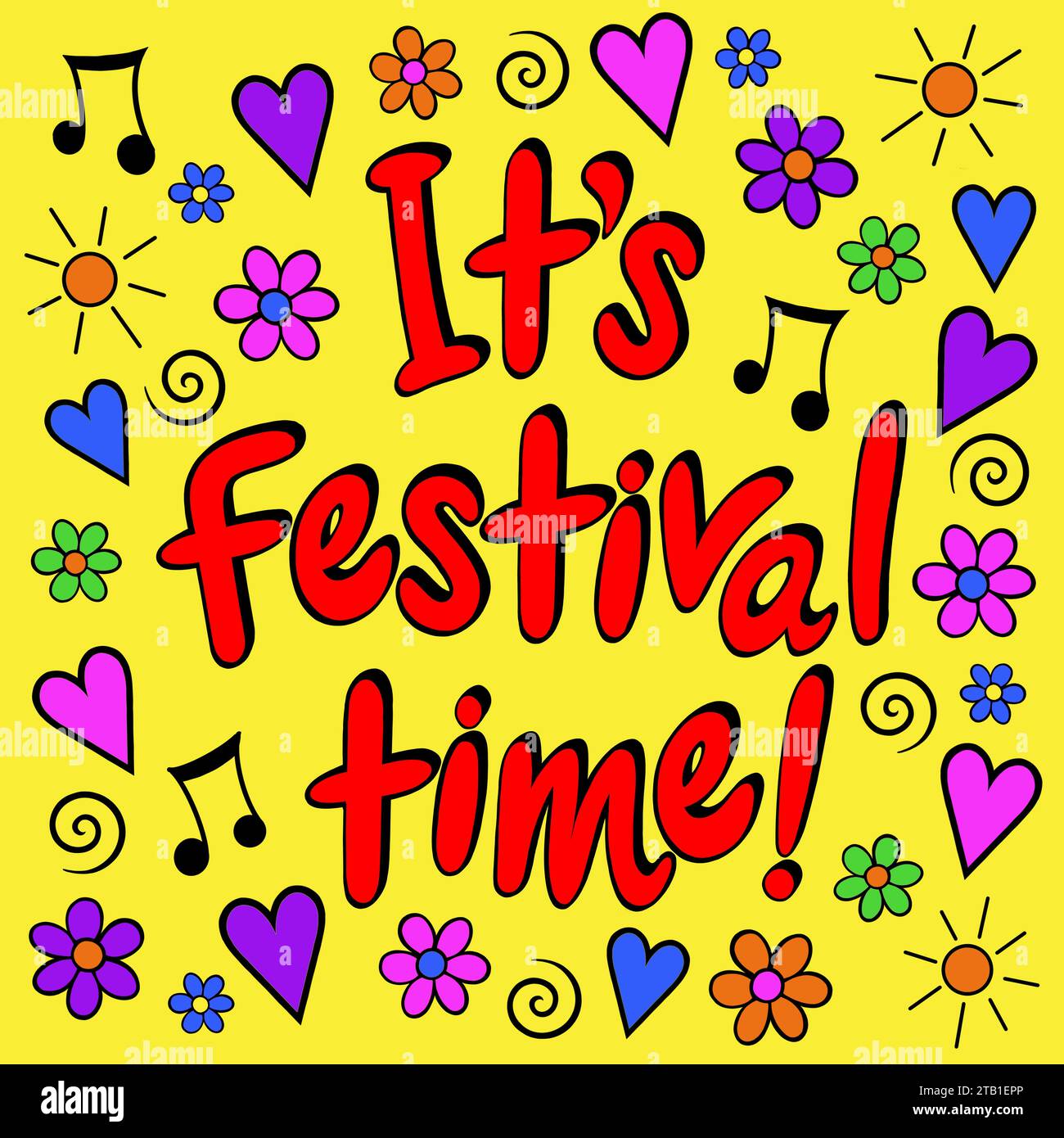 It's festival time illustration. Cartoon style fun festival art. A ...