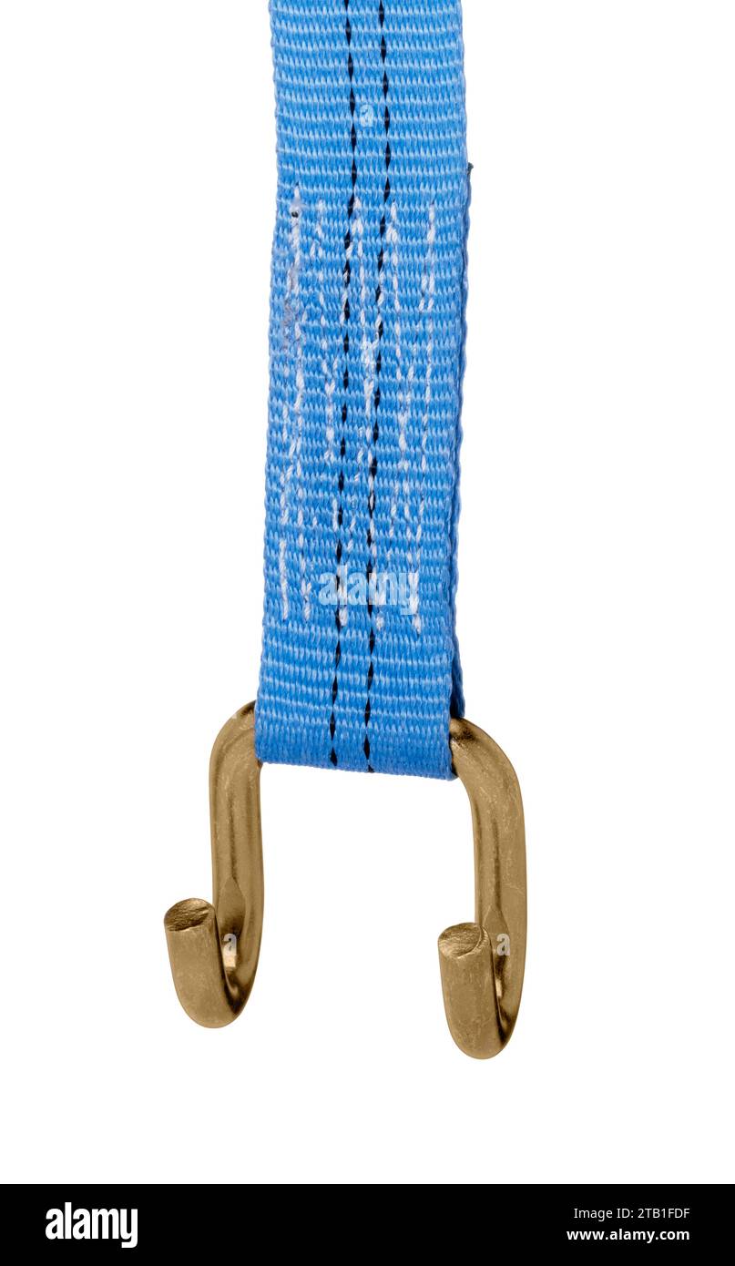 Lashing strap with metallic double hook isolated in white back Stock ...