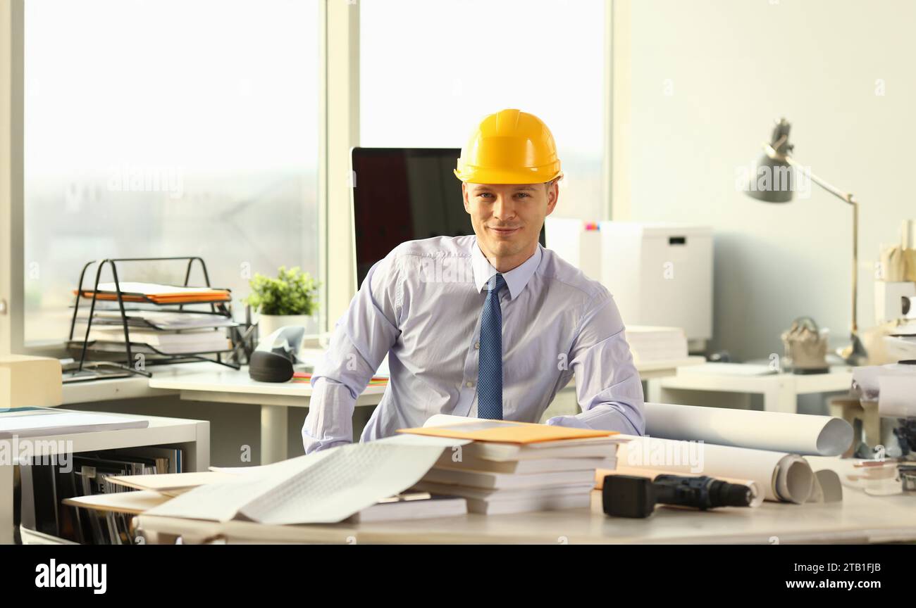 Smiling Civil Engineer Working on House Sketch Stock Photo - Alamy