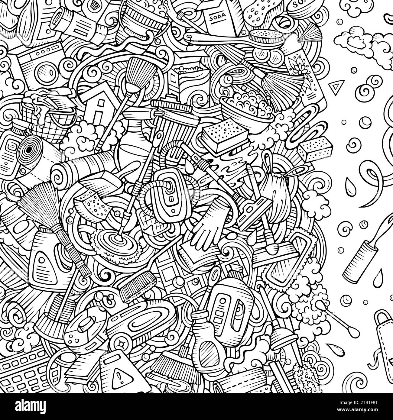 Cleaning vector doodles frame. Cleanup border design. Clean elements ...