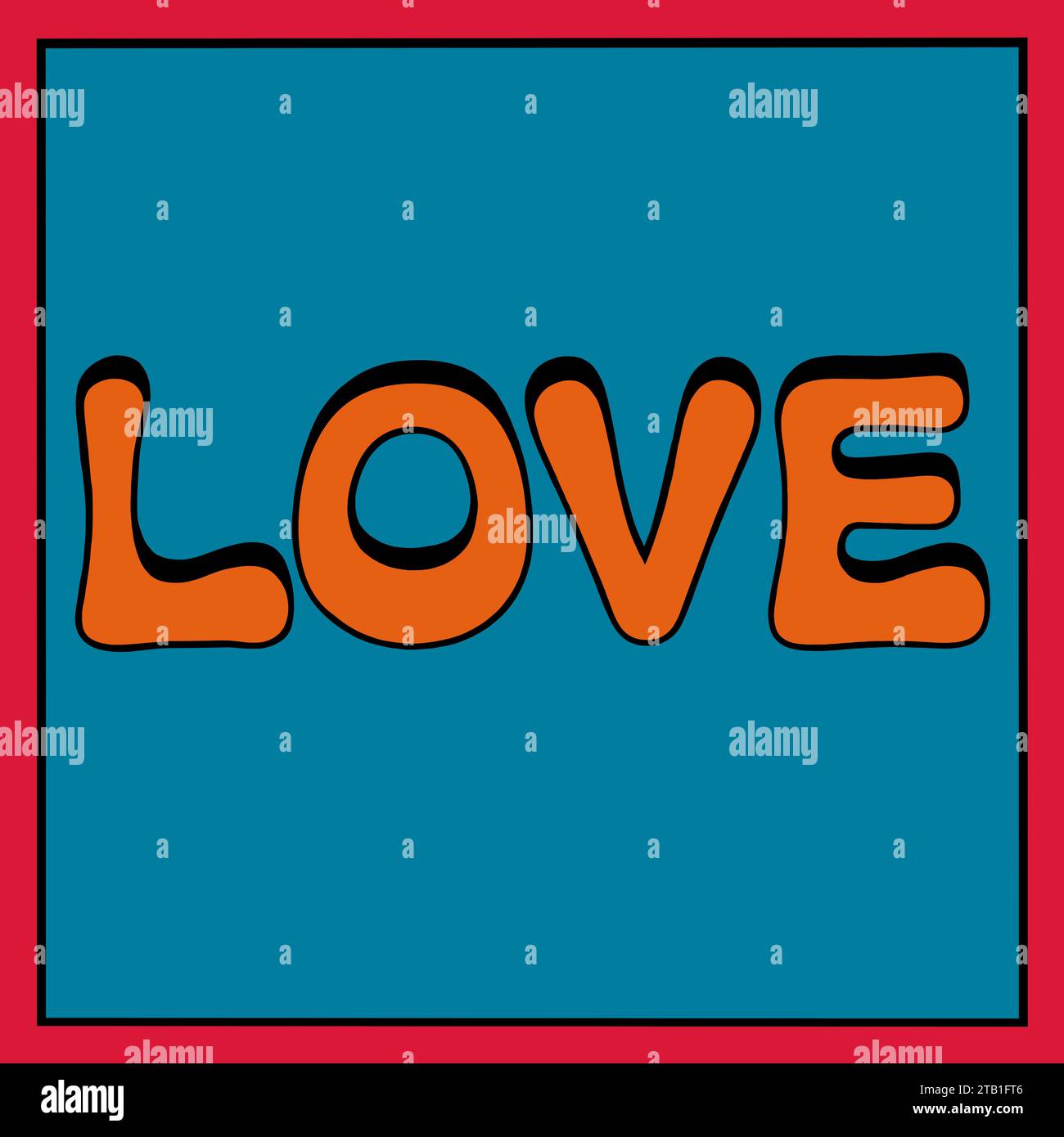 Retro love design. Bright and colourful love illustration. Summer of ...