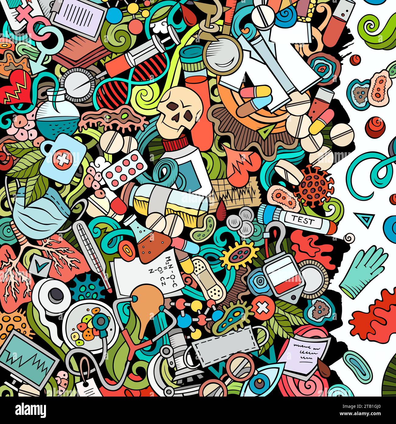 Medicine hand drawn vector doodles frame. Medical border design ...