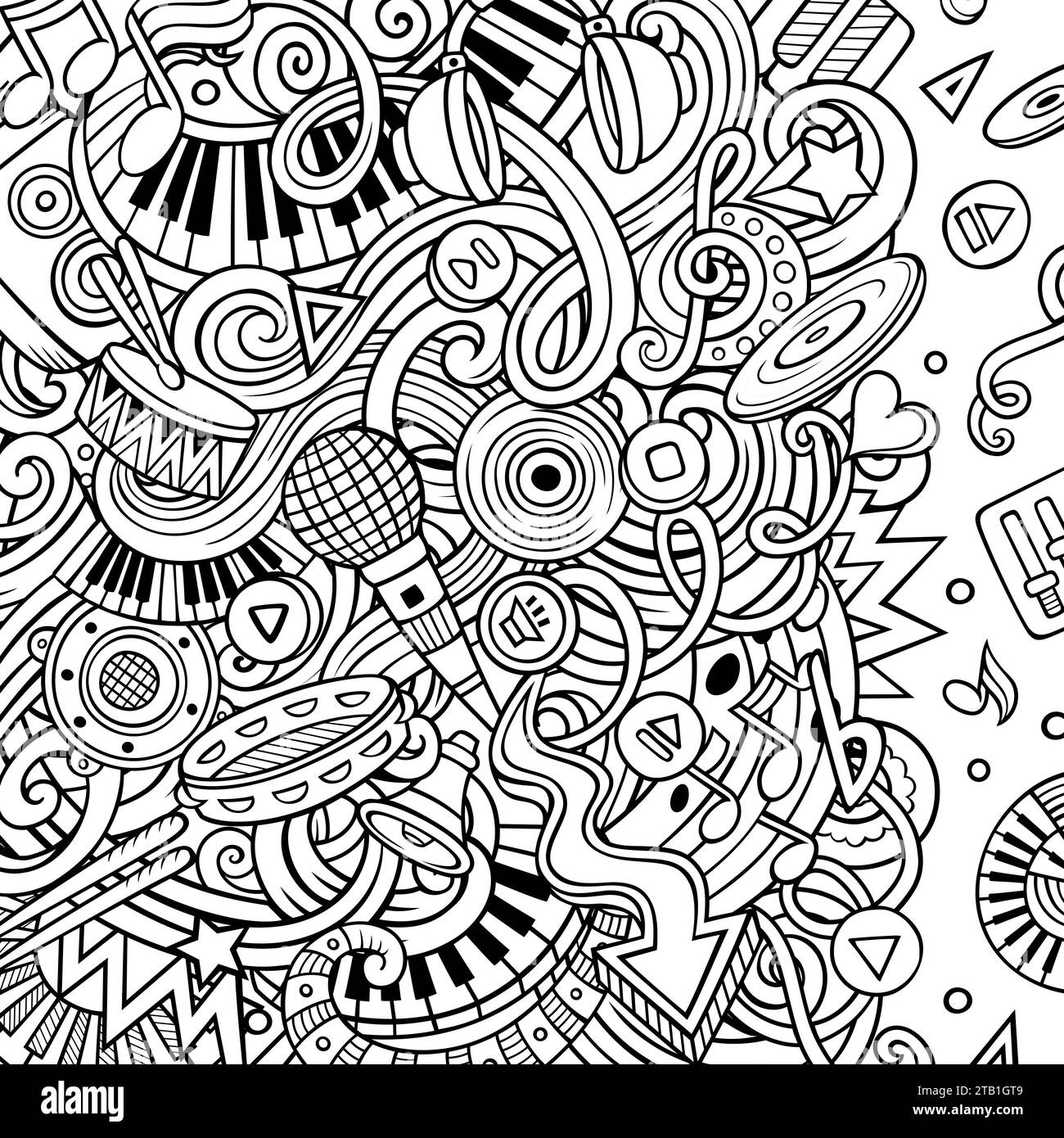 Music vector doodles illustration. Musical frame design. Sound elements ...