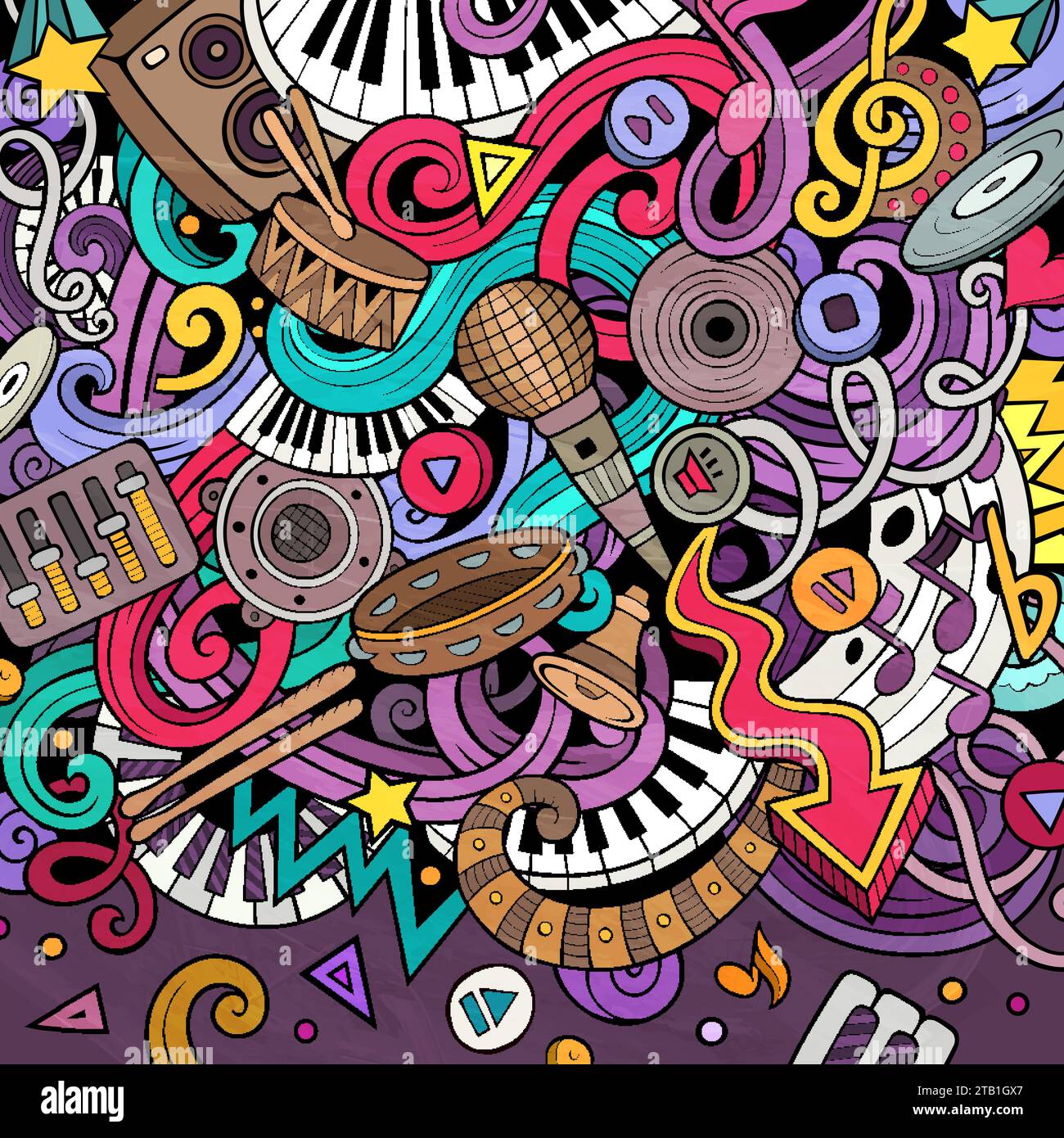 Music vector doodles illustration. Musical frame design. Sound elements ...