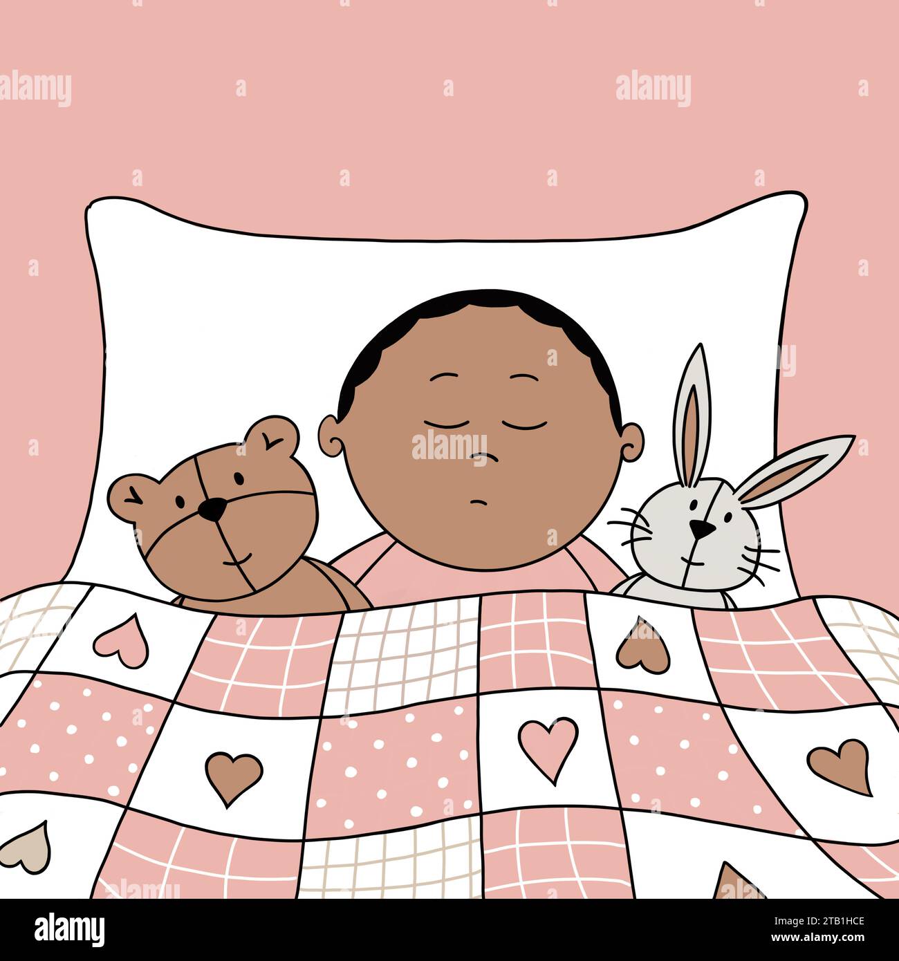 Baby girl sleeping. Child taking a nap. Cute cartoon baby asleep with ...