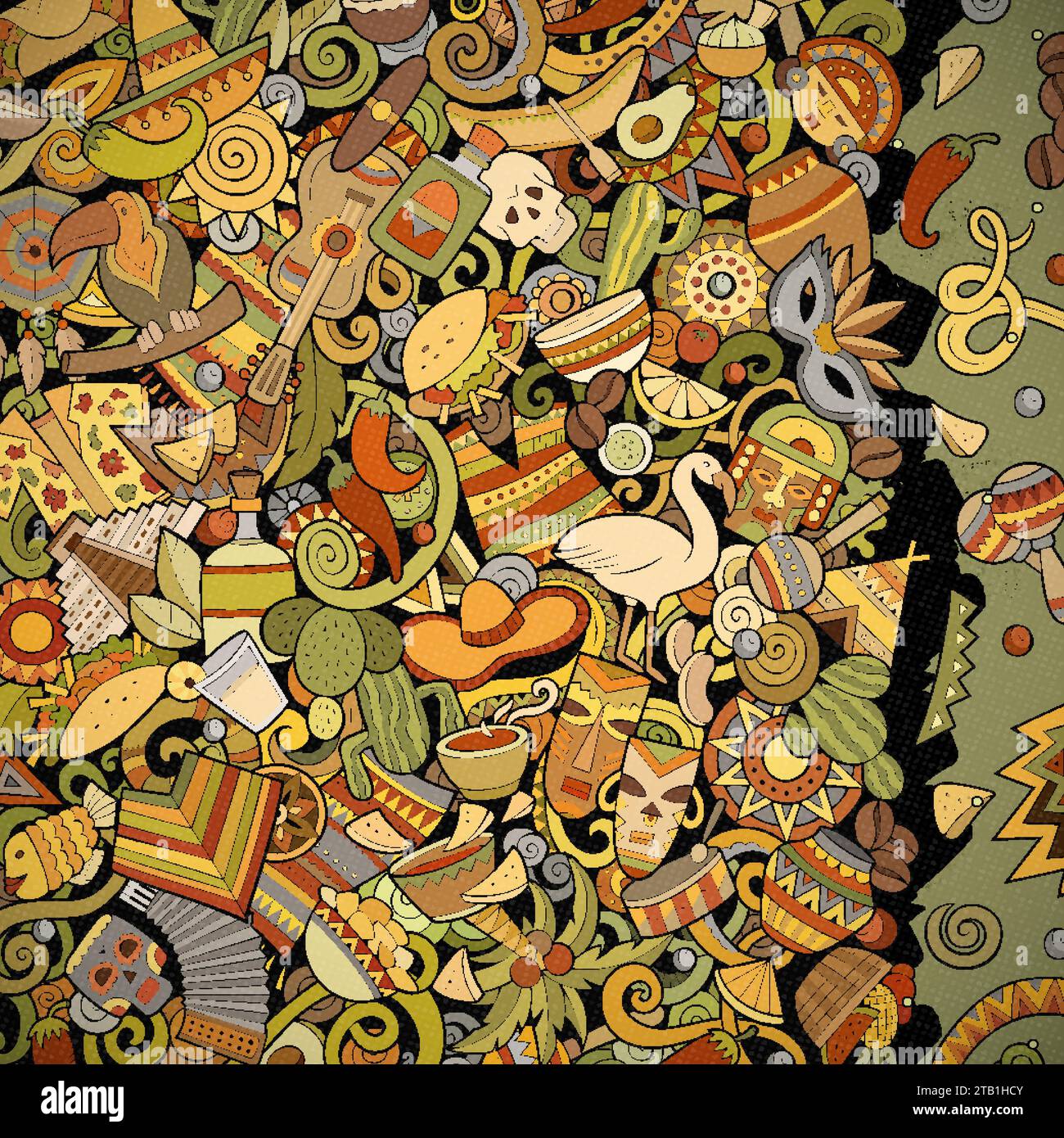 Latin America cartoon vector frame. Colorful detailed border with lot ...