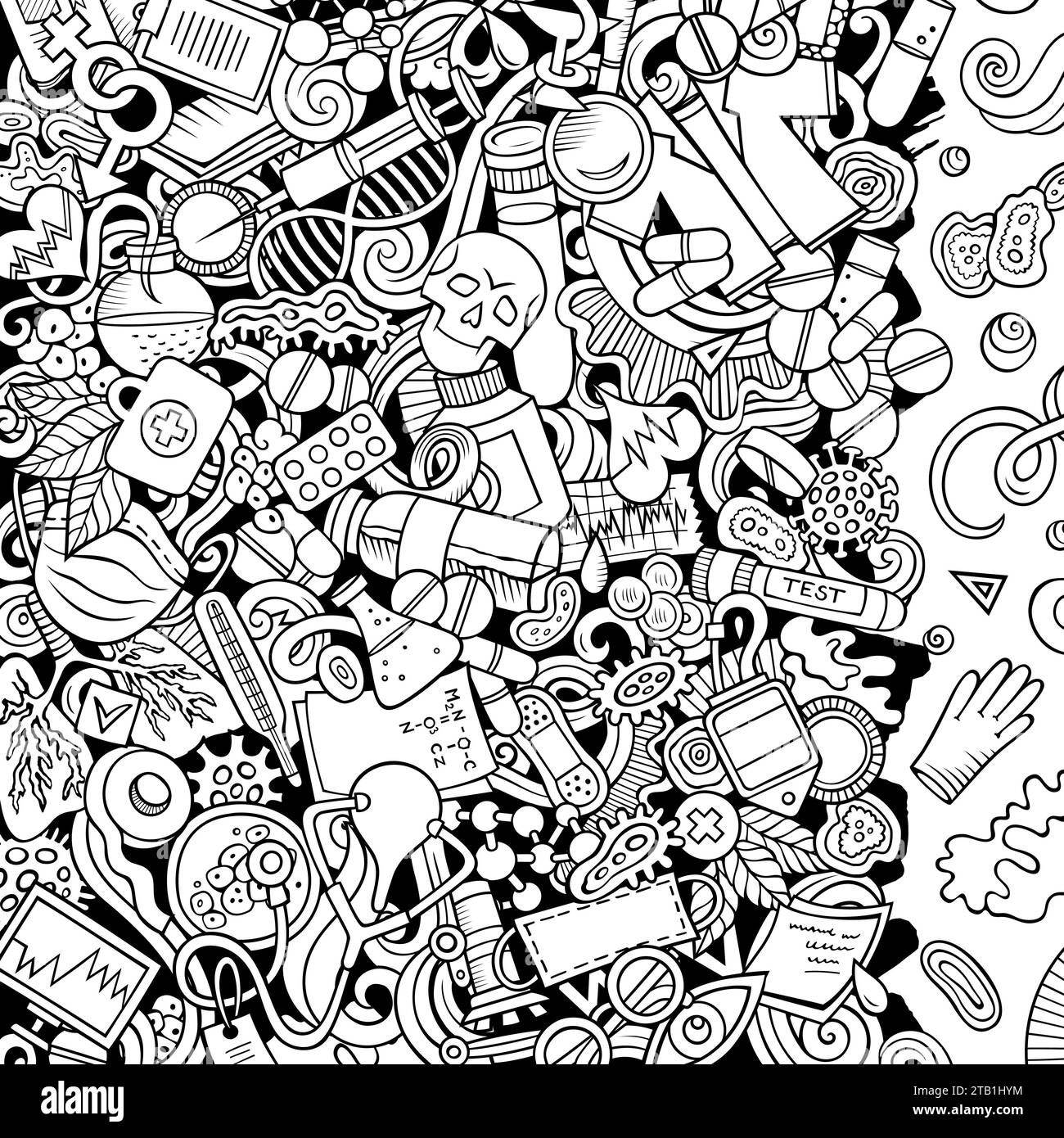 Medicine hand drawn vector doodles frame. Medical border design ...