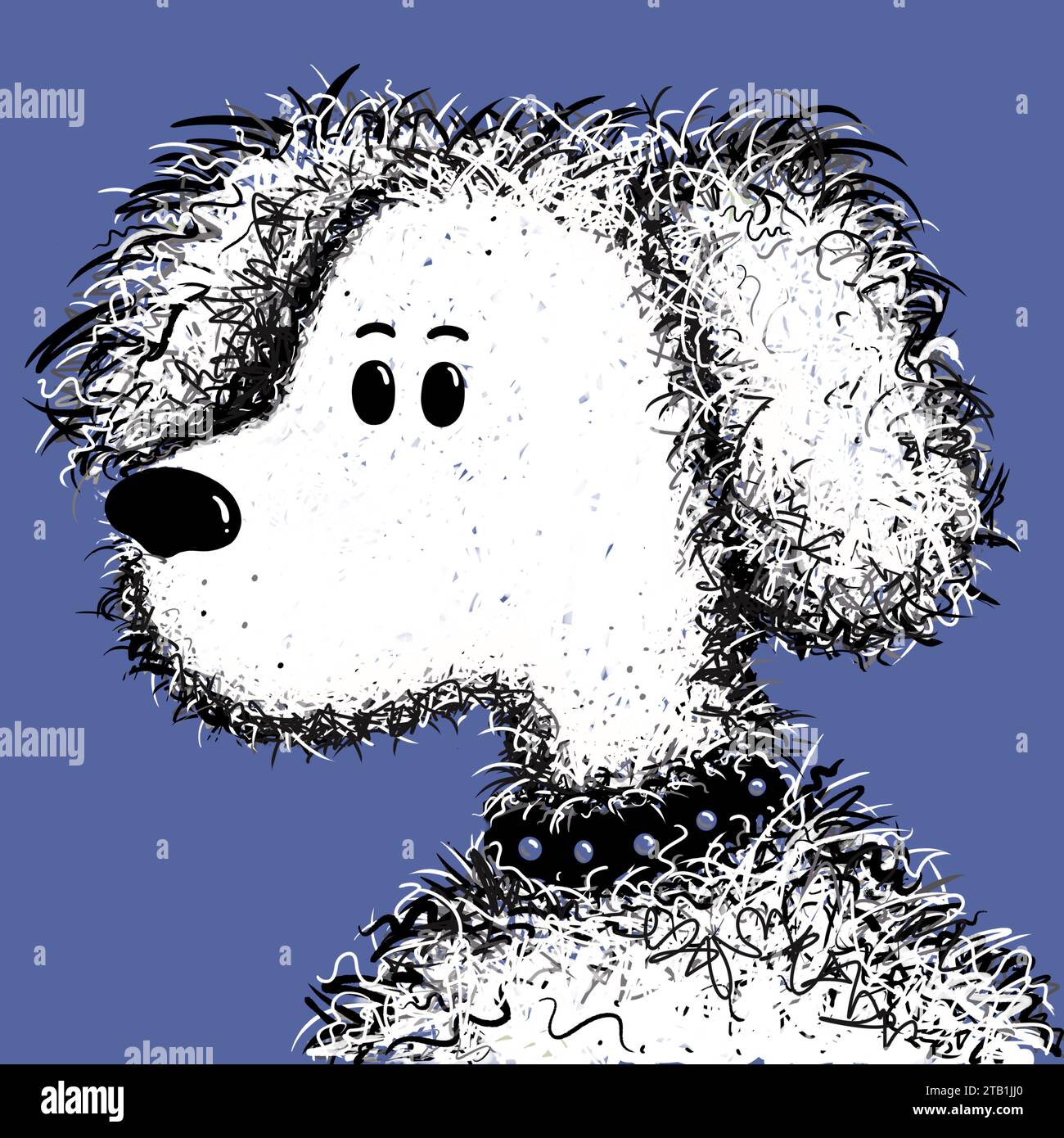 Scruffy dog illustration. White fluffy dog in a cartoon style. Cute ...