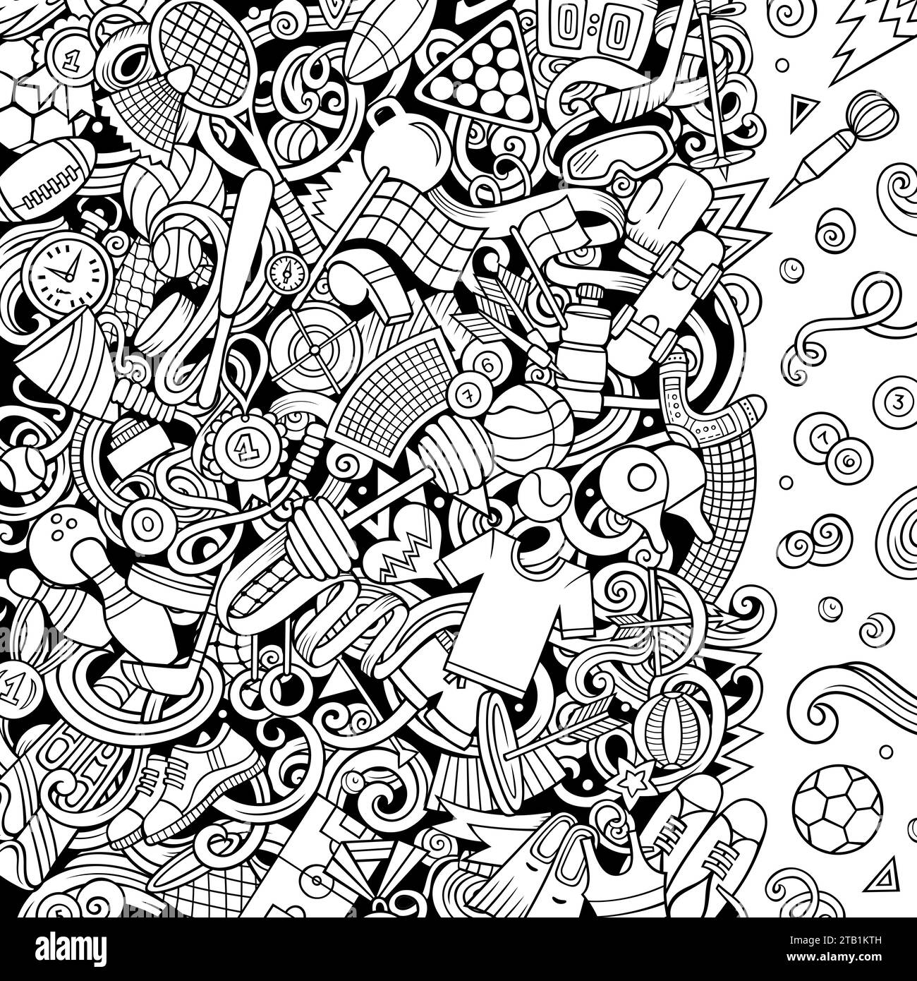 Sports vector doodles illustration. Activities frame design. Athletics ...