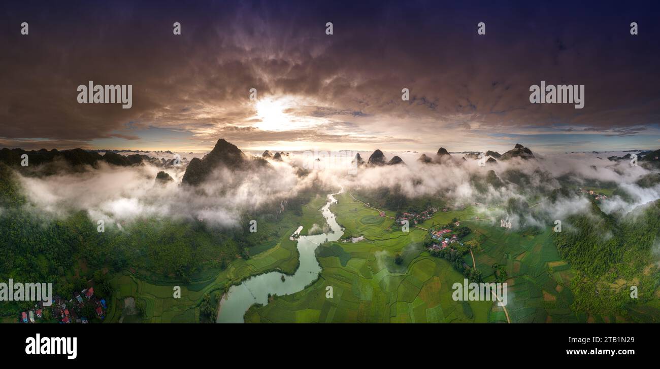 Aerial landscape in Phong Nam valley, an extreme scenery landscape at ...