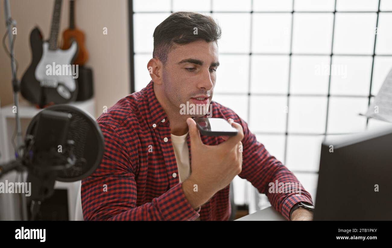 Young, handsome hispanic man, serious musician, artist sending soulful ...