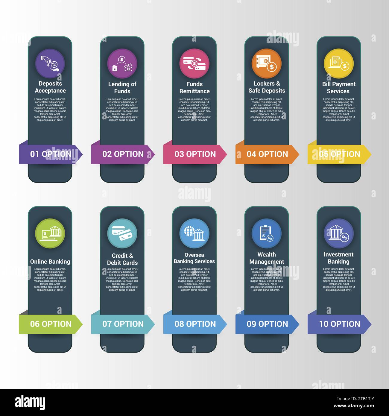 Infographics with Banking Operation theme icons, 10 steps. Such as ...