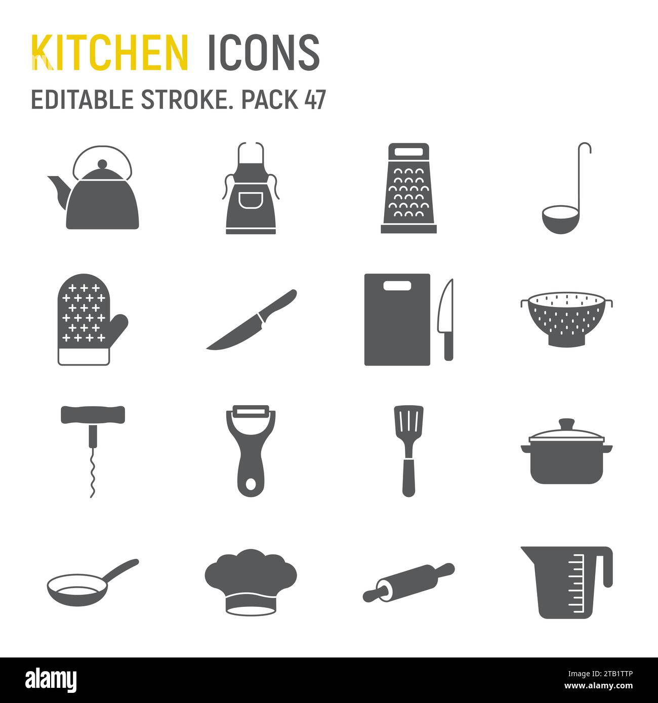 Kitchen glyph icon set, culinary collection, vector graphics, logo ...