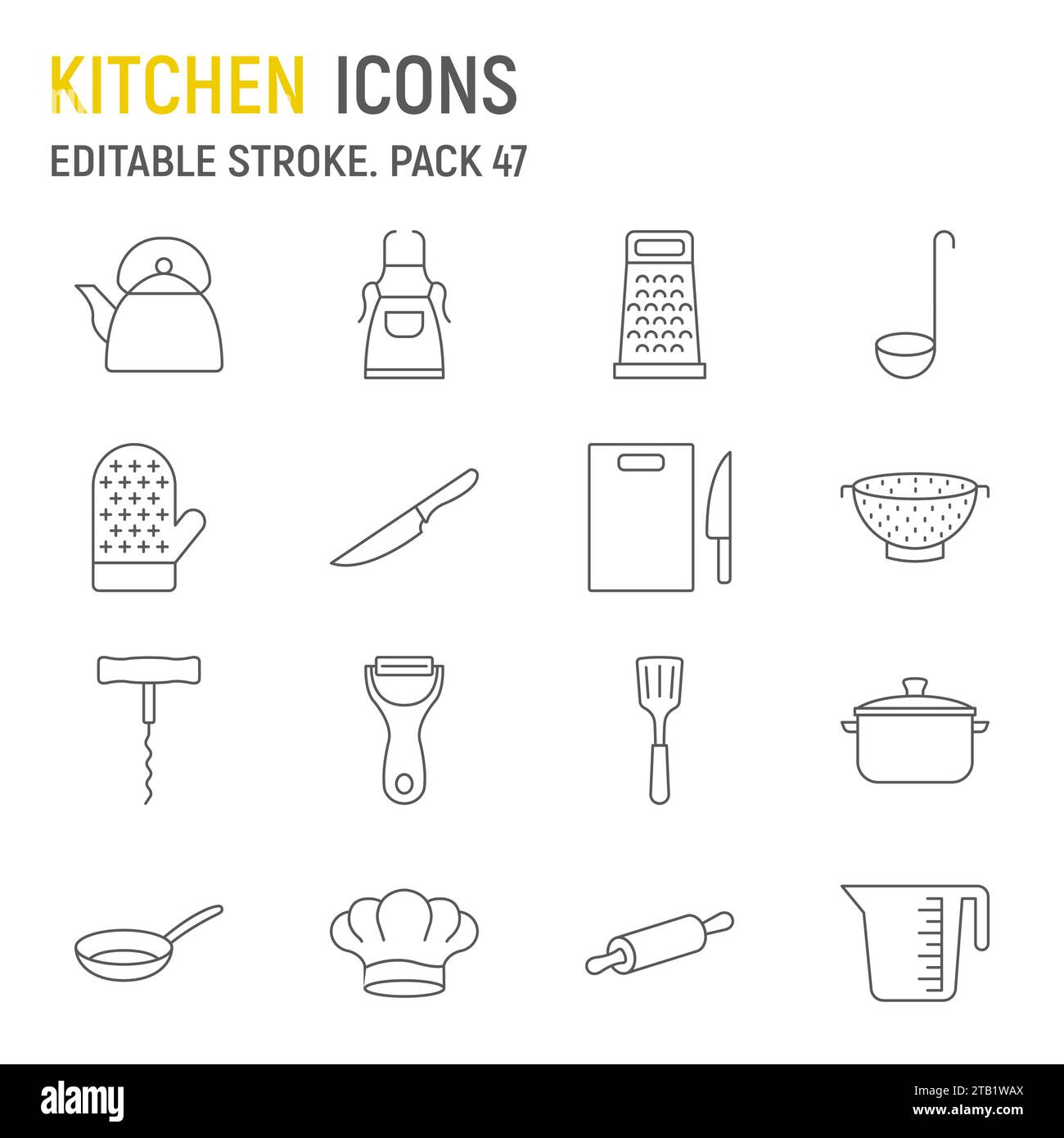 Kitchen line icon set, culinary collection, vector graphics, logo ...